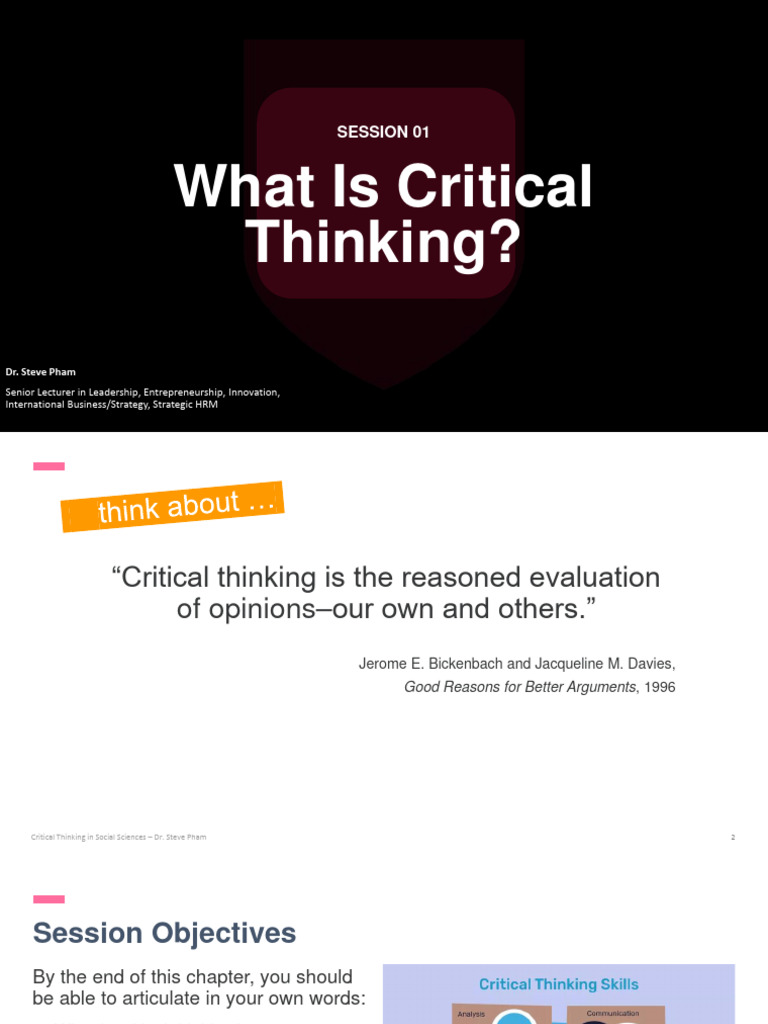 Session 01 What Is Critical Thinking | PDF | Thought | Critical Thinking
