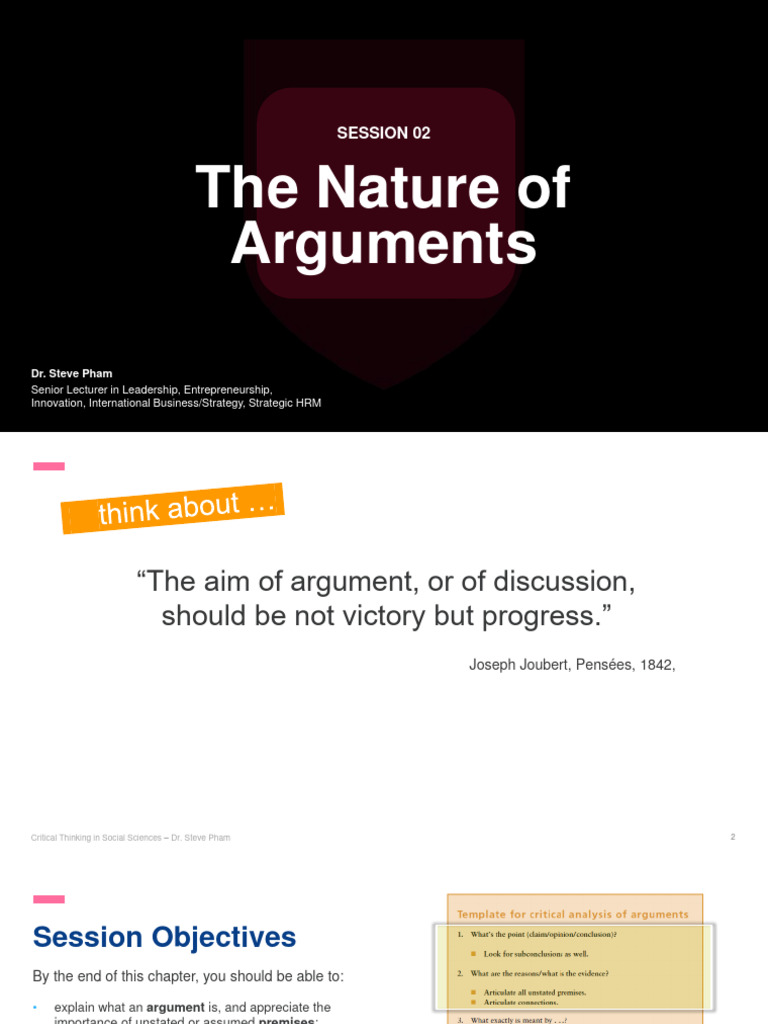 Session 02 The Nature of Argument | PDF | Argument | Deductive Reasoning
