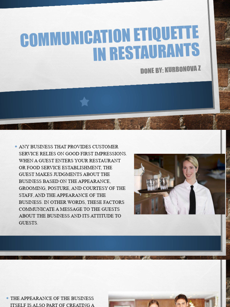 Restaurant Communication Etiquette Guide | PDF | Nonverbal ...