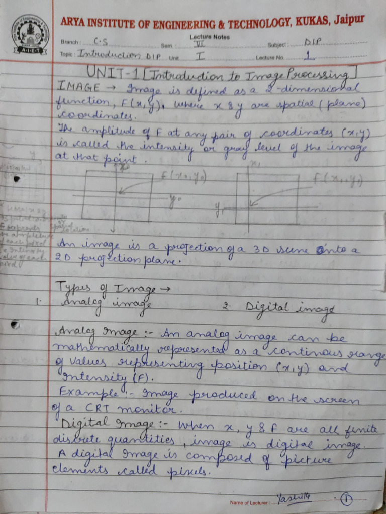DIP Lecture Notes UNIT 1 | Download Free PDF | Color | Hue