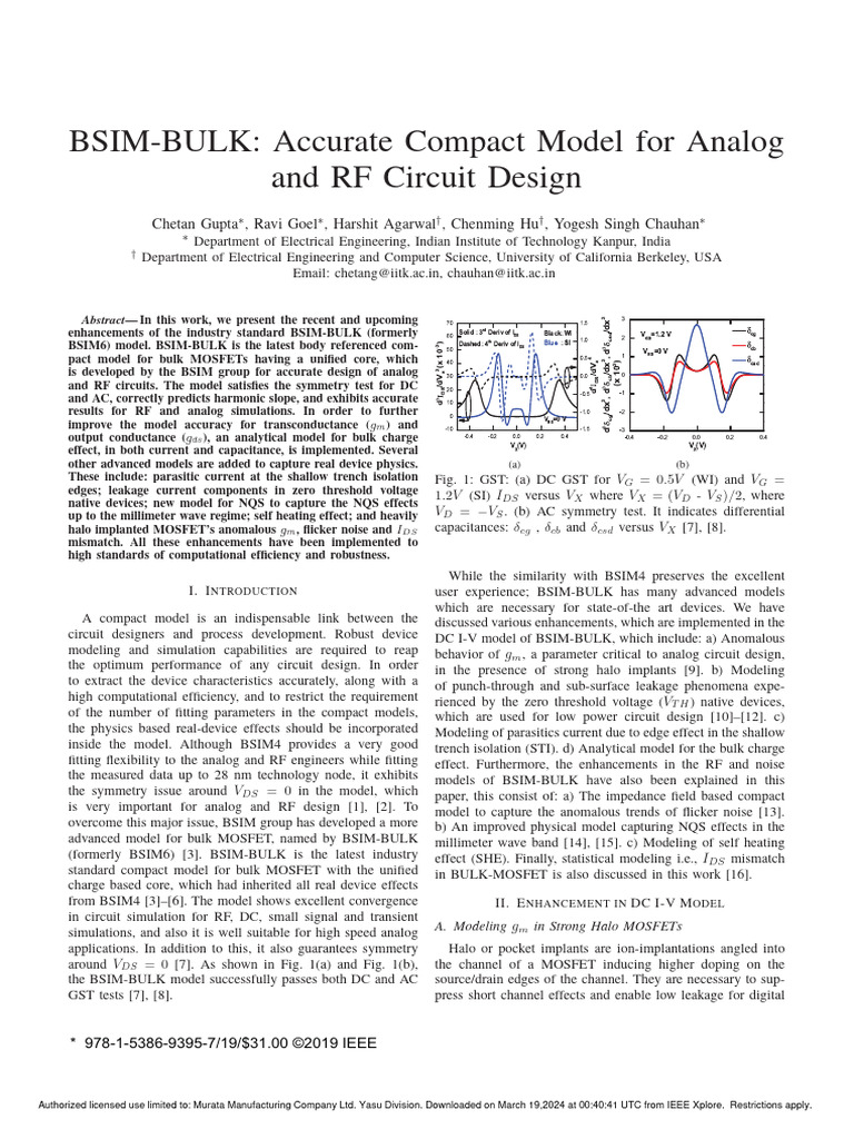 BSIM-BULK Accurate Compact Model For Analog and RF Circuit Design | PDF | Mosfet | Field Effect ...