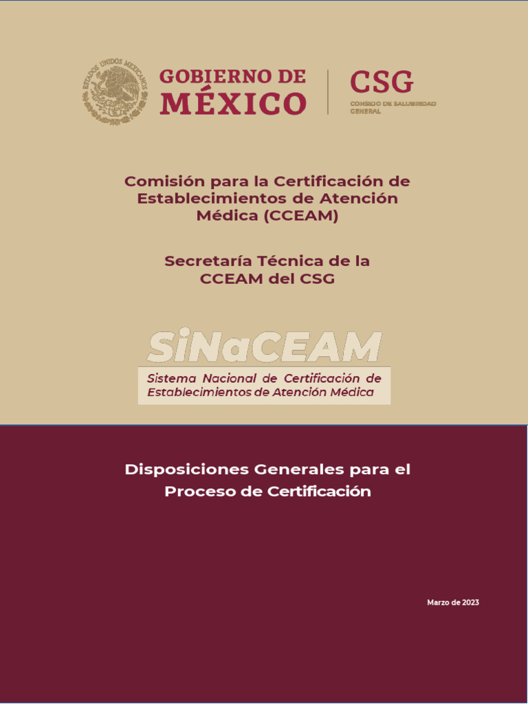CSG-CCEAM. Disposiciones Generales para El Proceso de Certificación en Calidad - Marzo 2023 ...
