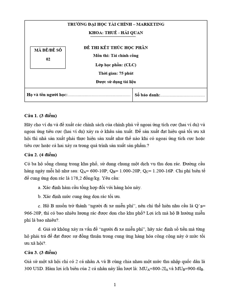 Tổng hợp đề thi tham khảo TCC | PDF