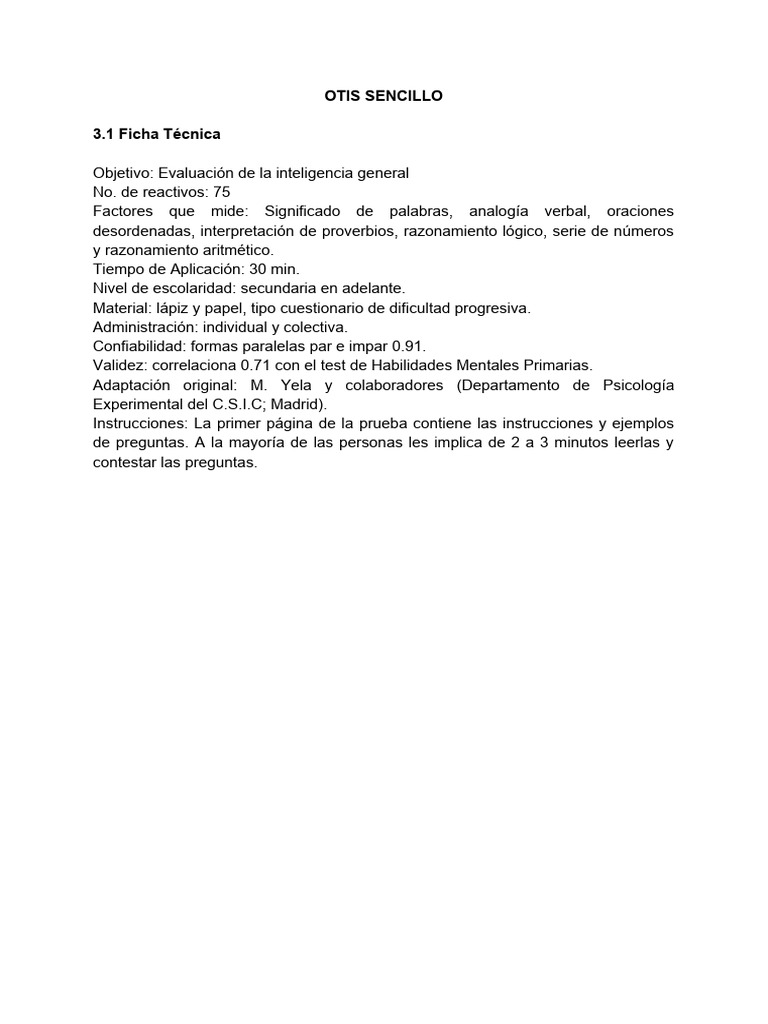 OTIS | PDF | Inteligencia