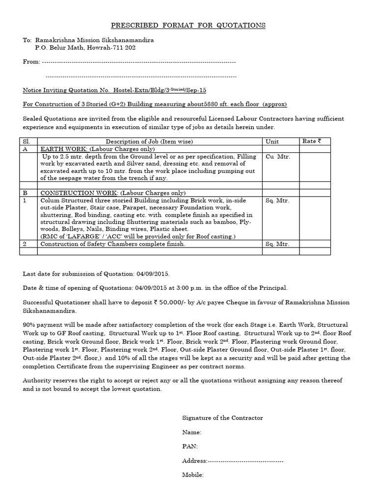 Simple Construction Quotation | PDF