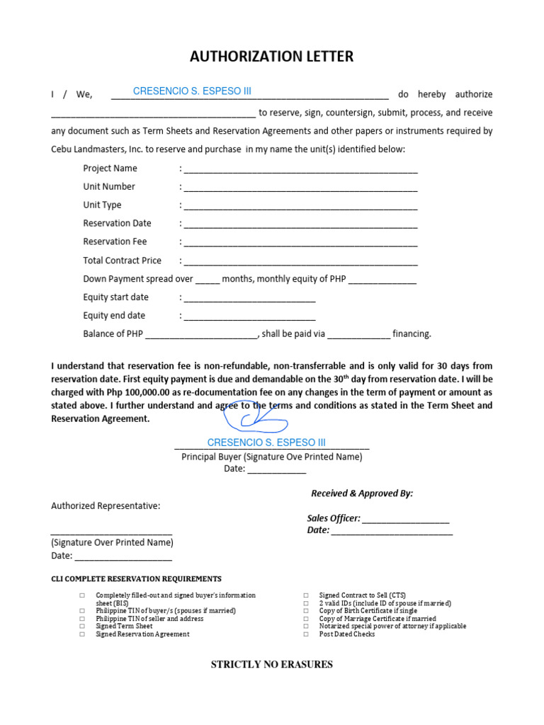 CLI Authorization Letter | Download Free PDF | Equity (Finance) | Fee