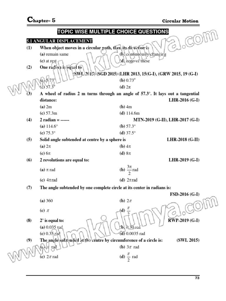 Class 11 Physics: Circular Motion Notes | PDF | Rotation Around A Fixed ...