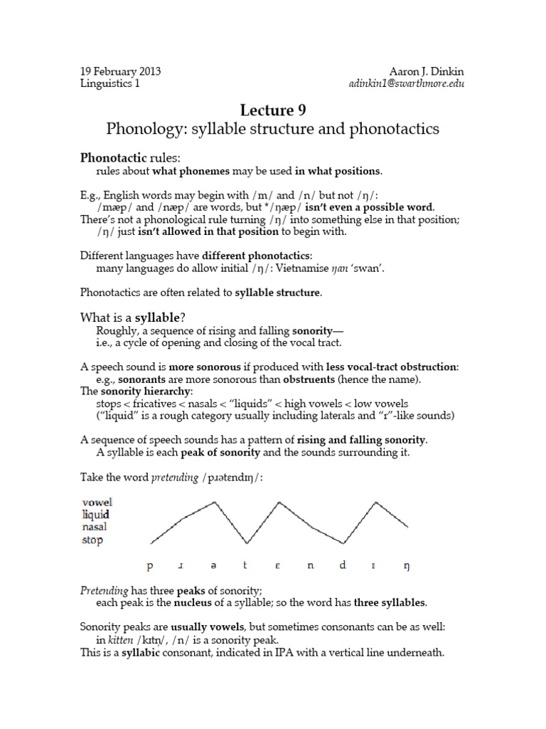 Phonology Phonotactics | PDF | Syllable | Phonology
