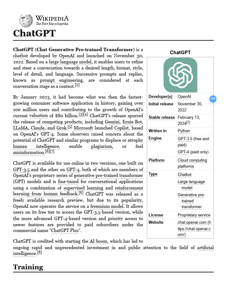 ChatGPT - Wikipedia | PDF | Mobile App | Artificial Intelligence