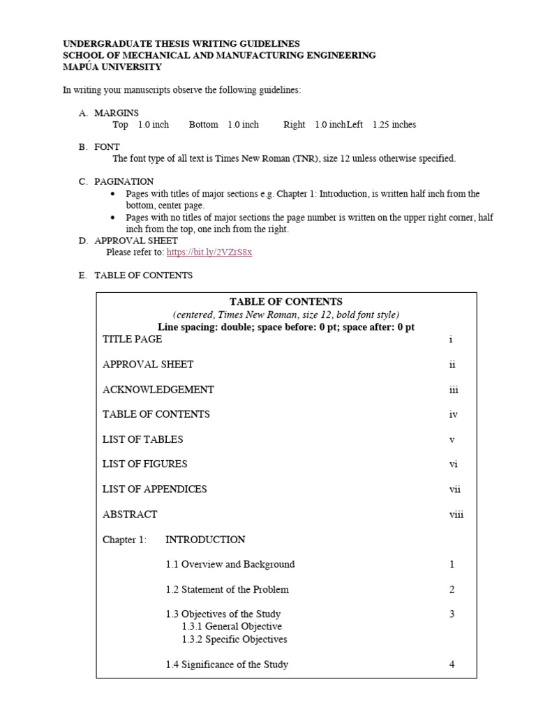 SMME Undergraduate Thesis Writing Guidelines 7 | PDF | Paragraph ...