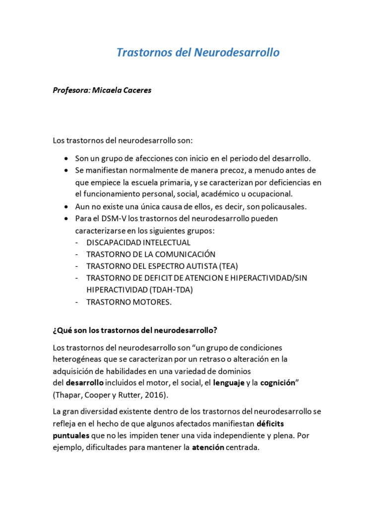 Trastornos Del Neurodesarrollo | PDF | Desorden hiperactivo y deficit de atencion | Discapacidad ...