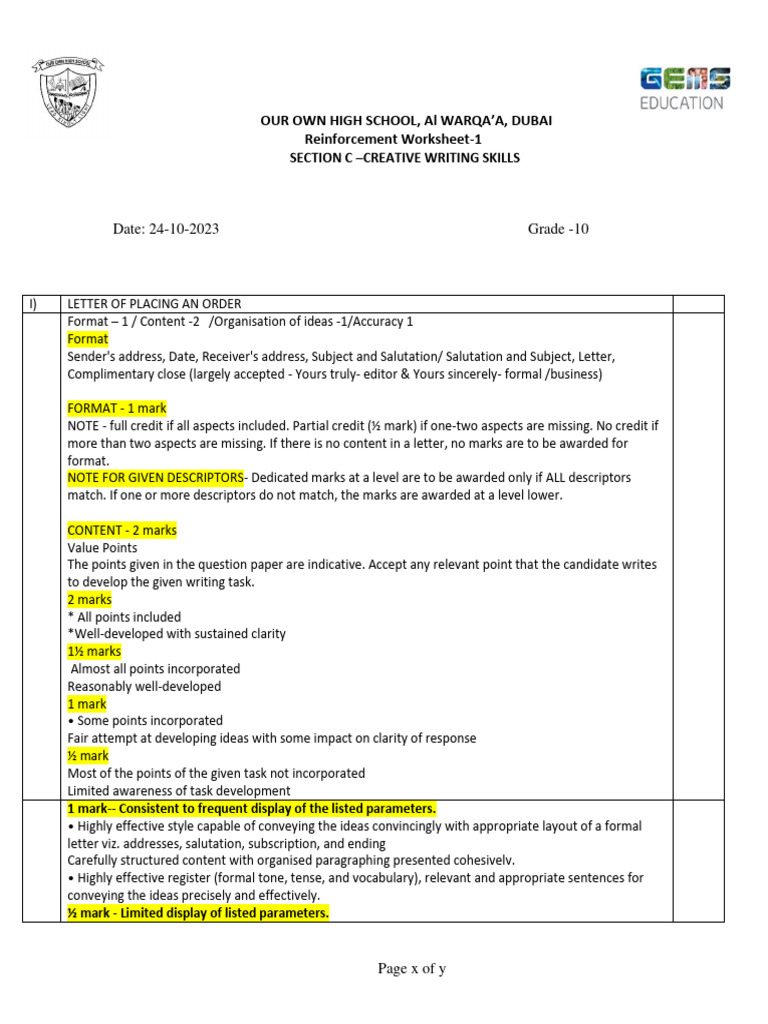 Creative Writing: Order Letter Guide | PDF | Foods | Vegetables