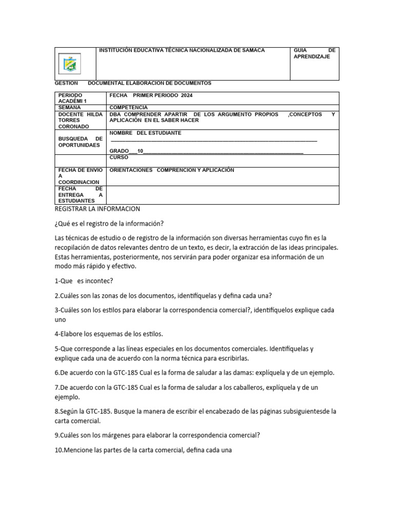 10 Guia 3 Elaborar Documentos 2024 | PDF | Business