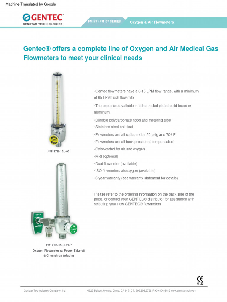 Ficha Tecnica - Flujometro - Gentec FM187-FM197 | PDF