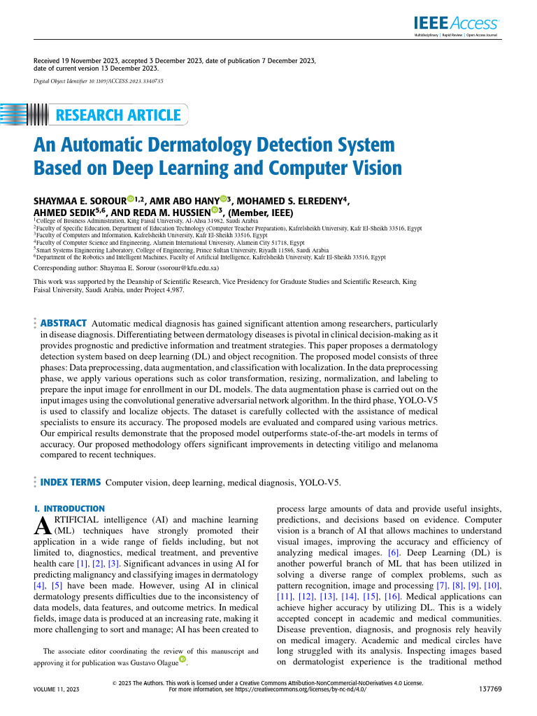An Automatic Dermatology Detection System Based On Deep Learning and Computer Vision | PDF ...