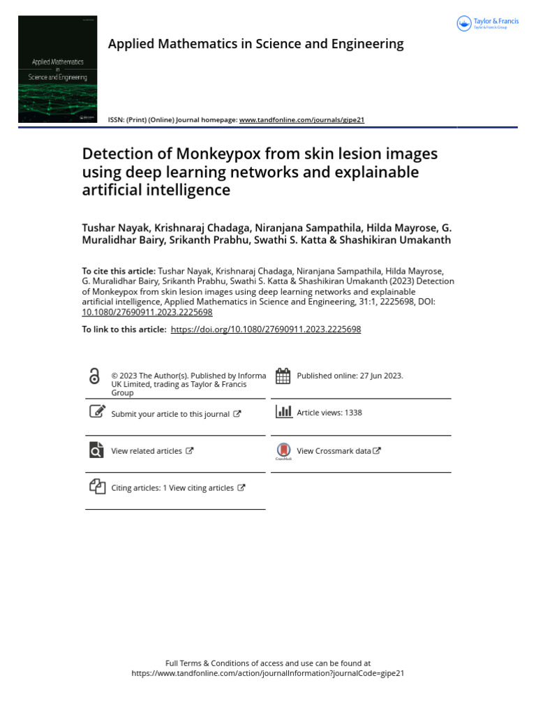 Detection of Monkeypox From Skin Lesion Images Using Deep Learning ...