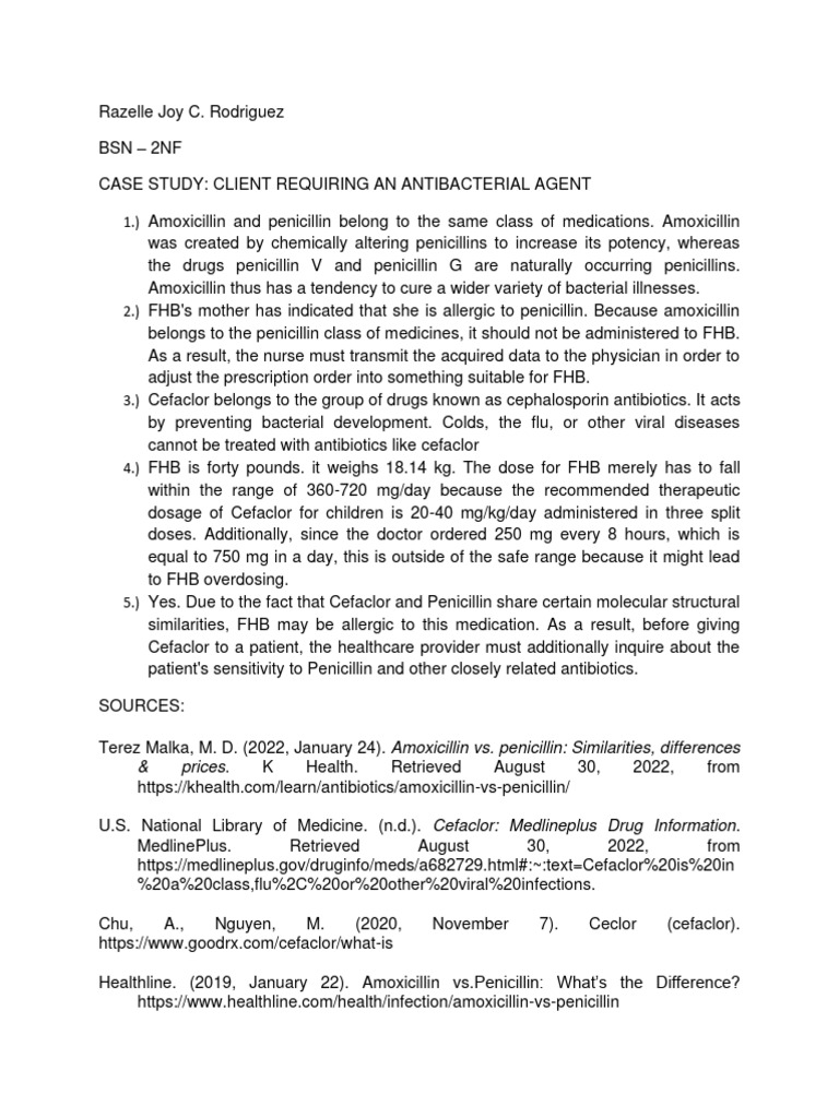 Case Study 1 - Rodriguez | PDF | Penicillin | Dose (Biochemistry)