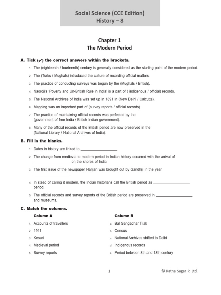 Worksheet Grade8 History | PDF | Indian Rebellion Of 1857 | British Raj