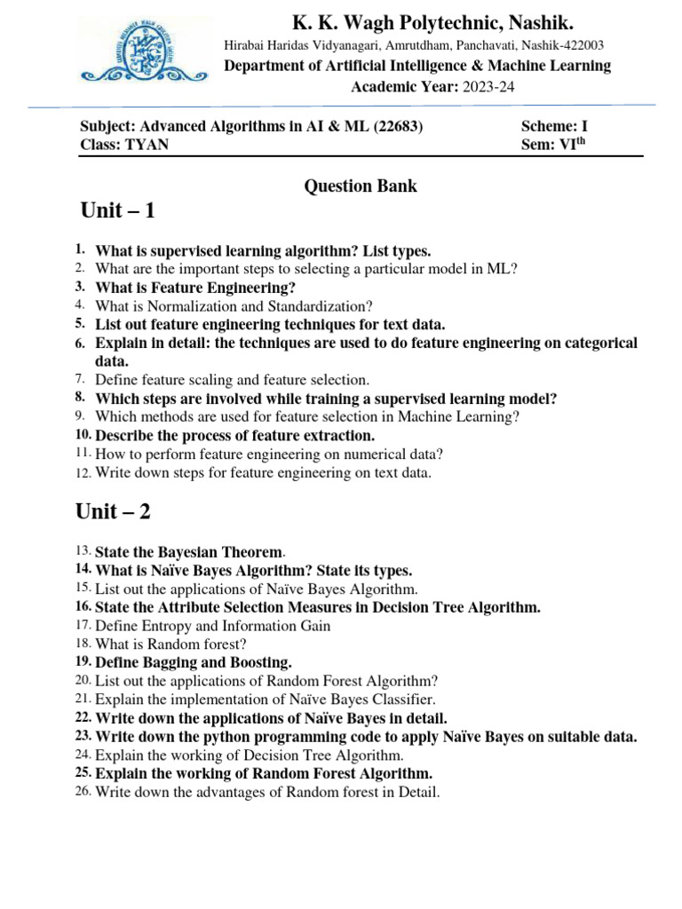 Question Bank 1 | PDF