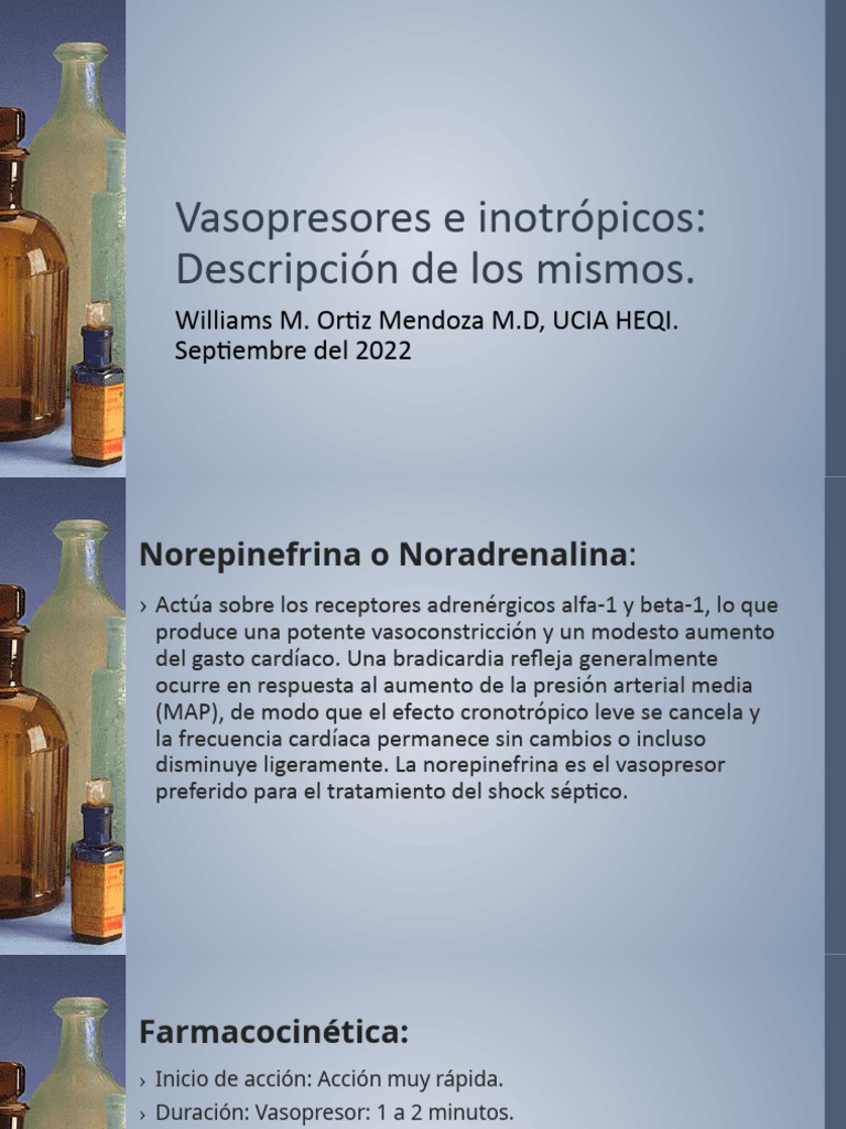vasopresores e inotropicos descriptivo | PDF | Norepinefrina | Medicina ...
