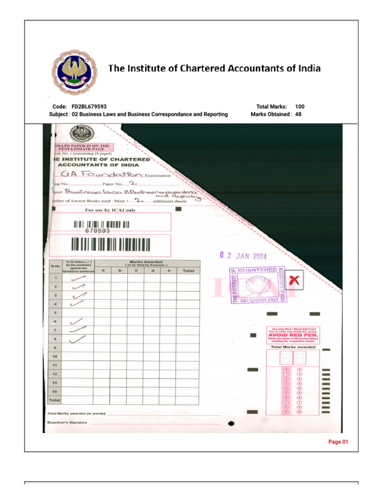 Law Foundation Answer Sheet | PDF