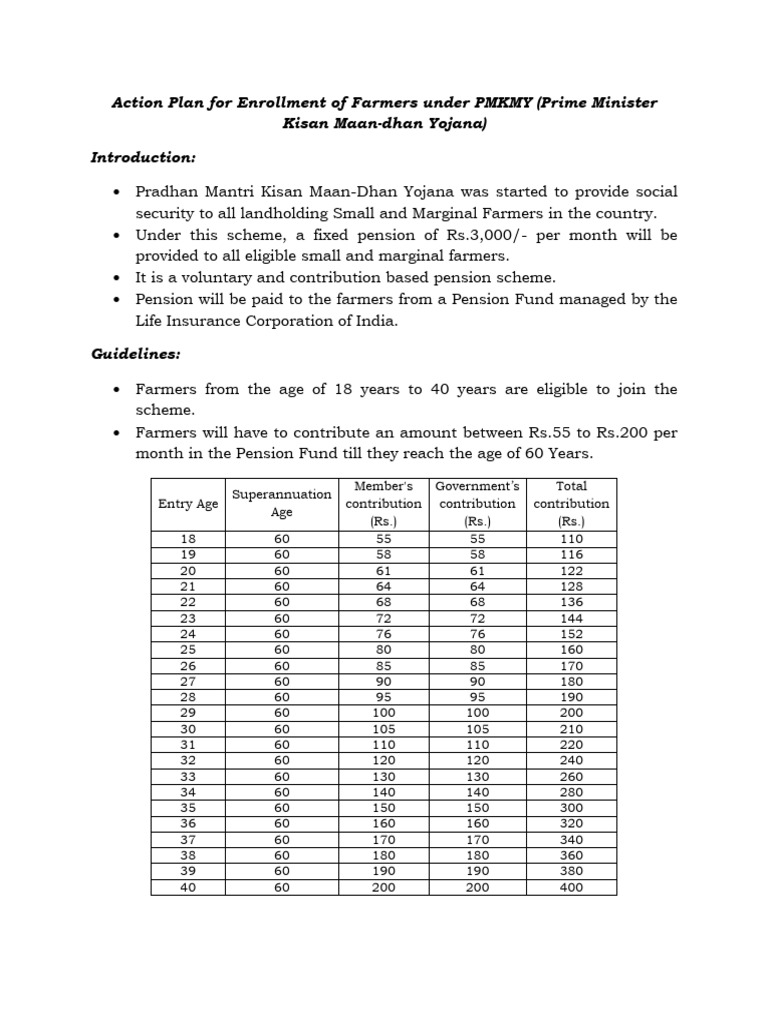 PMKMY Action Plan | PDF | Pension | Personal Finance
