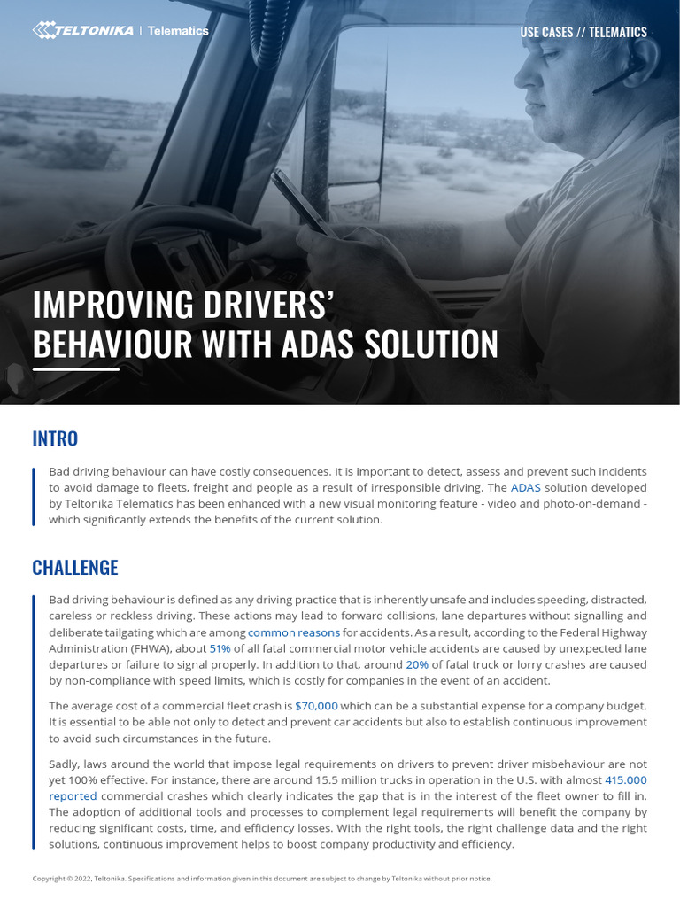 Improving Drivers Behavior With Adas Solution en | PDF | Traffic ...