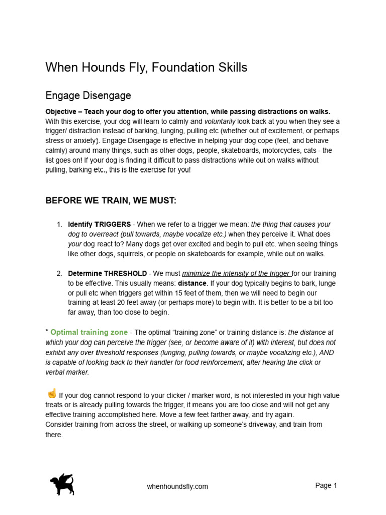 Engage Disengage Dog Training Guide | PDF | Dogs | Psychological Concepts