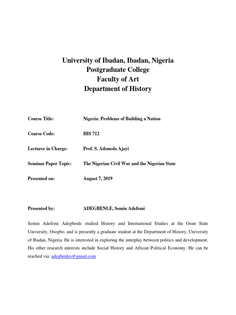 Postgrad Insights: Nigerian Civil War | PDF | Biafra | Nigeria