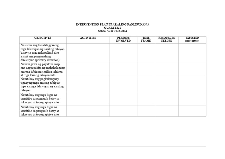 AP 3 Intervention Plan Q1a | PDF