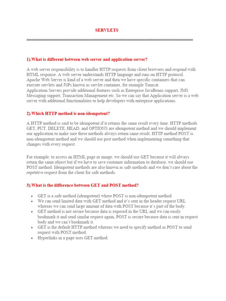 Servlet Interview Questions | PDF | Web Server | Internet & Web