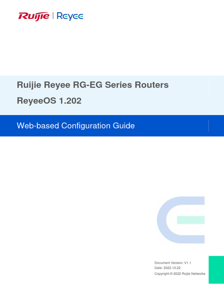 Ruijie Reyee RG-EG Series Routers Web-Based Configuration Guide, Release ReyeeOS 1.202 (V1.1 ...