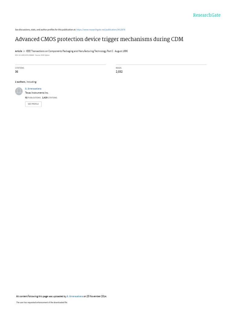 Advanced CMOS Protection Device Trigger Mechanisms During CDM-VLH | PDF ...