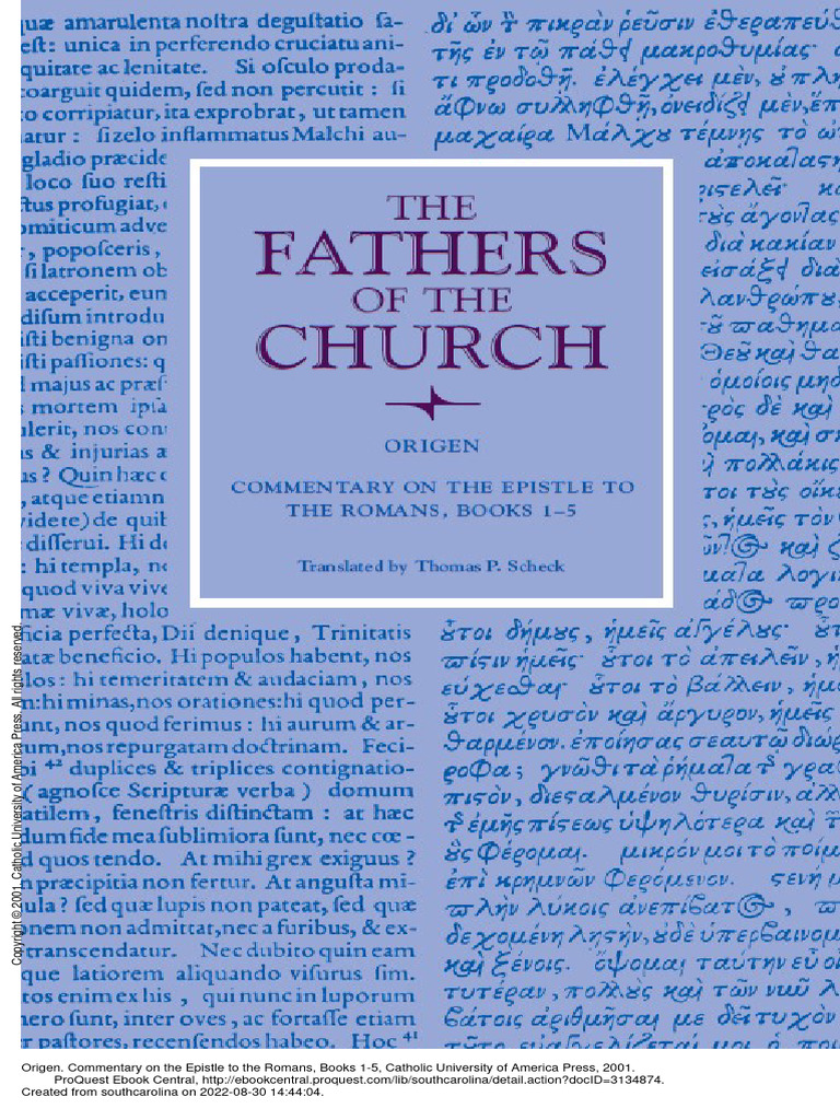 Origen - Commentary On The Epistle To The Romans Books 1-5 | PDF ...