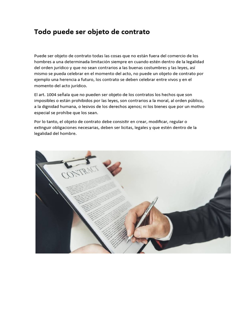 Todo puede ser objeto de contrato | PDF