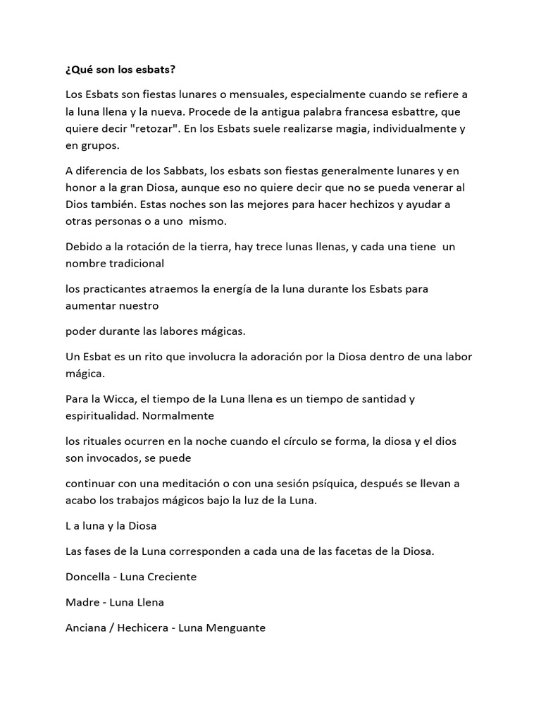 Esbats: Rituales y Magia Lunar | PDF | Luna
