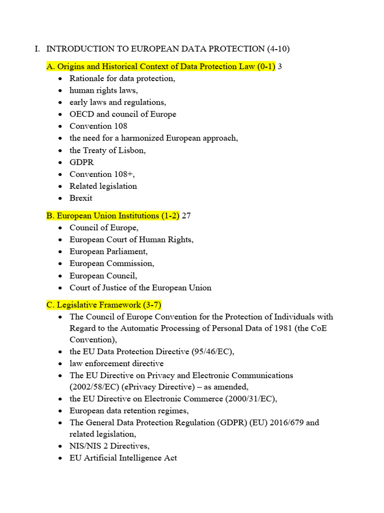 List of CIPPE Syllabus | PDF | Surveillance | European Union