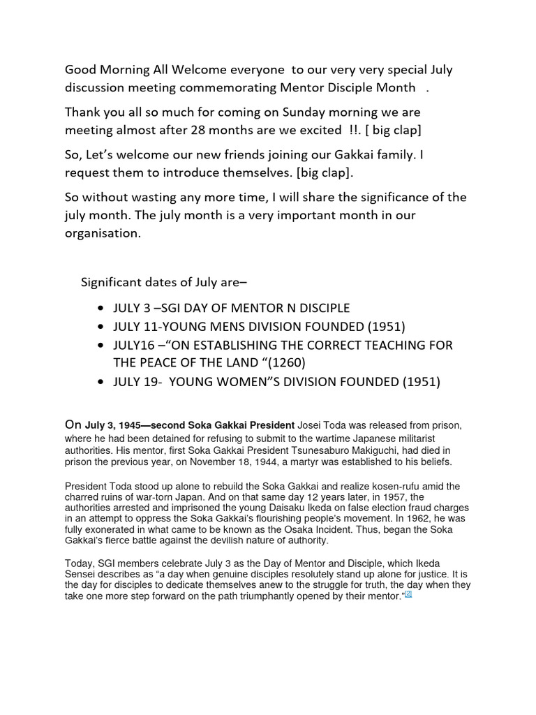 July EMCEE SCRIPT -2022 (1) | PDF | Mahayana