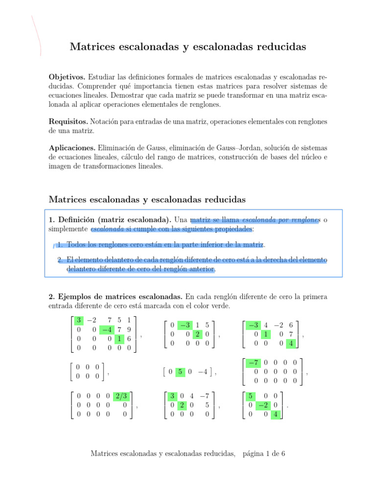 Echelon Form Es | PDF | Matriz (Matemáticas) | Física Matemática