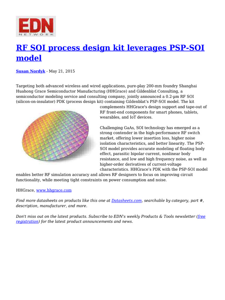 RF SOI PDK with PSP-SOI Model Launch | PDF | Technology & Engineering