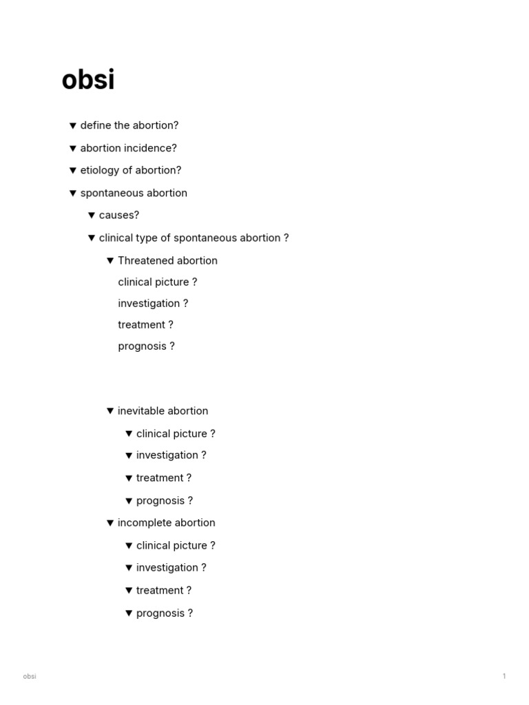 obsii note | PDF | Miscarriage | Obstetrics