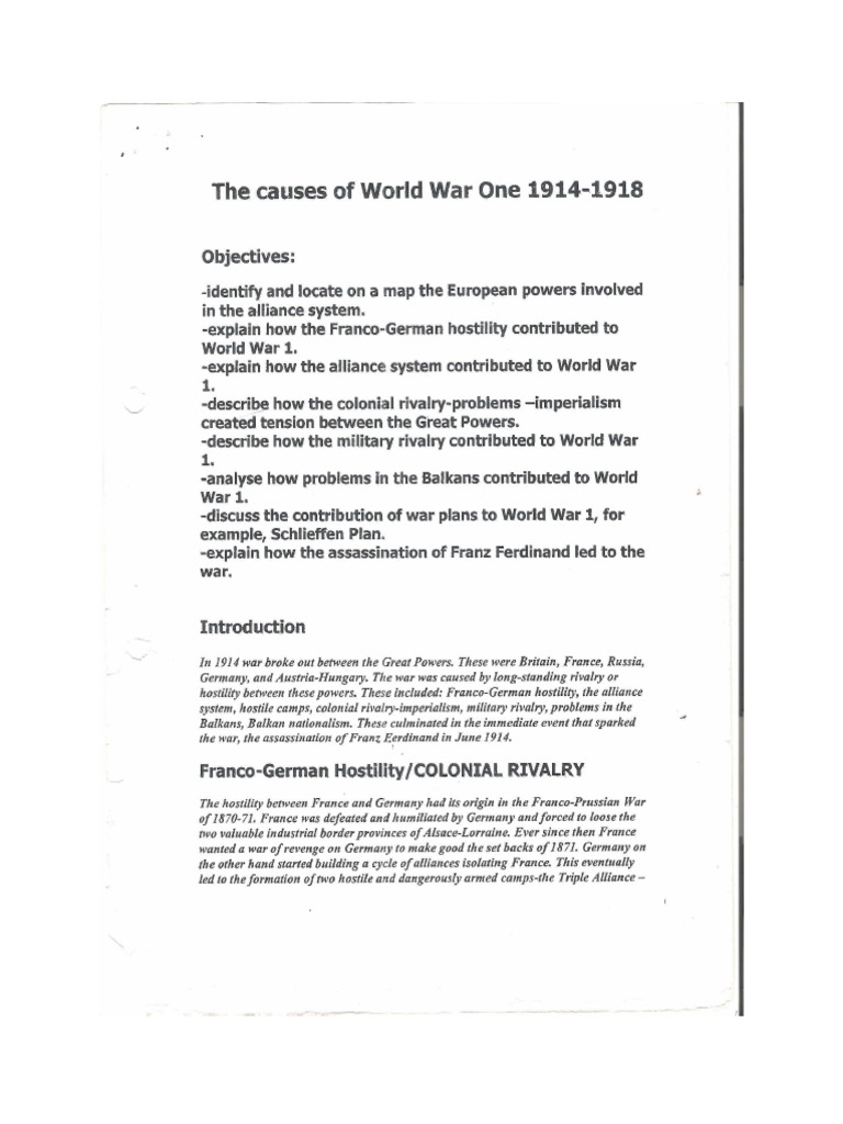 ww1 Notes | PDF