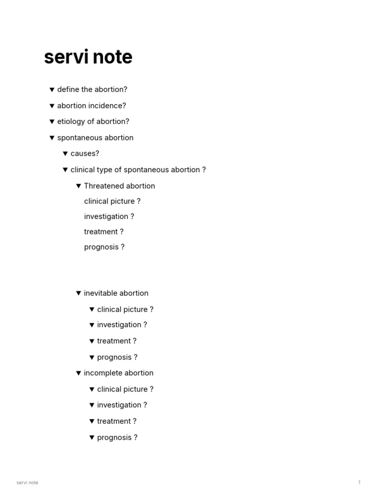 servi note | PDF | Miscarriage | Cervical Cancer