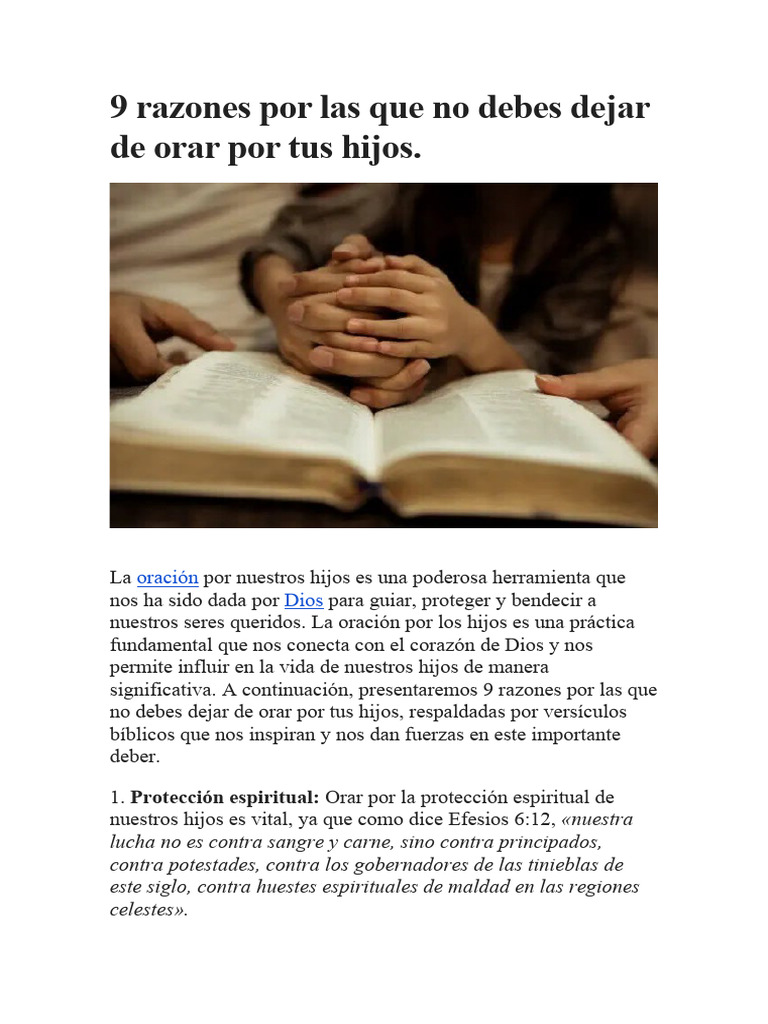 9 Razones Por Las Que No Debes Dejar De Orar Por Tus Hijos Descargar