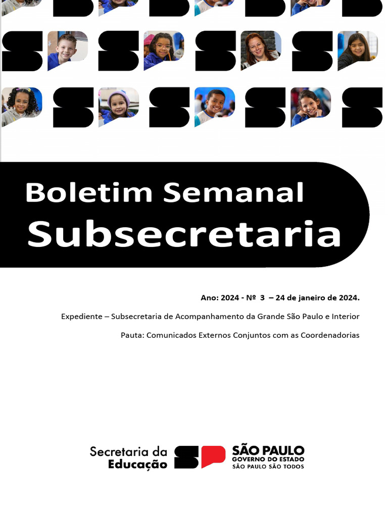 Boletim Semanal Subsecretaria Ano 2024 - Nº3 - 24 de Janeiro de 2024 | PDF | Pedagogia ...