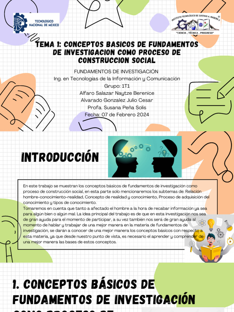 Presentacion Tema 1 | PDF | Conocimiento | Concepto