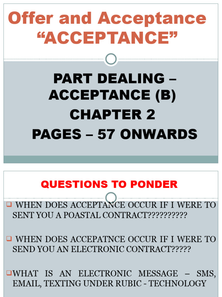 Chapter 2 - Lecture Slides - Acceptance - B - 2022. | Download Free PDF | Offer And Acceptance ...