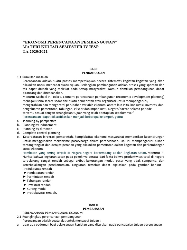 Eko Perencanaan IESP USI SM GENAP 2021 | PDF