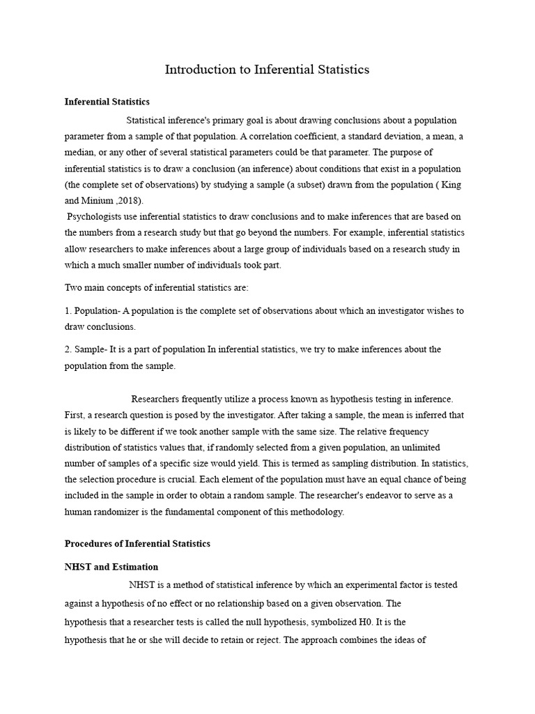 Introduction To Inferential Statistics | PDF | Statistical Significance | P Value