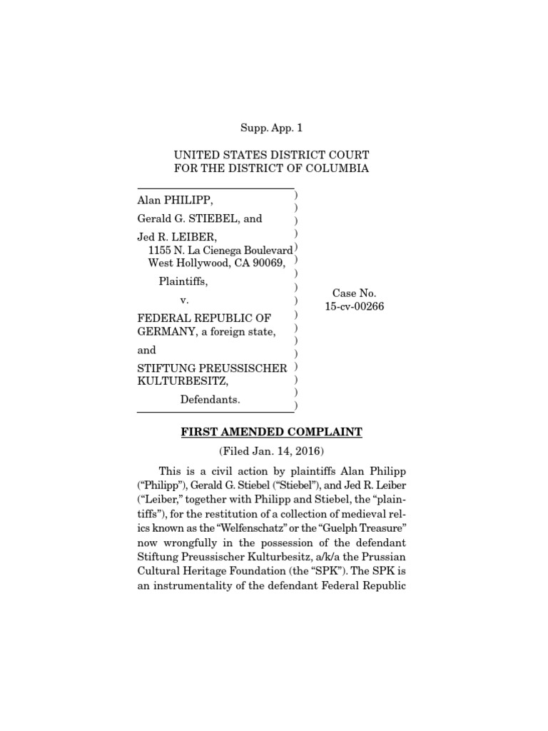 First Amended Complaint | PDF | Nazi Party | Nazi Germany